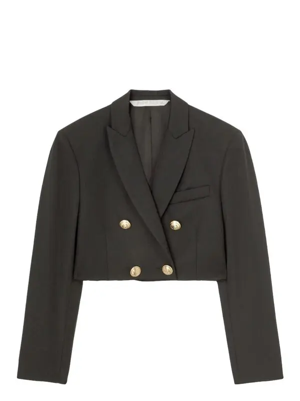 Palm Angels Double-breasted Cropped Tailored Blazer - Black