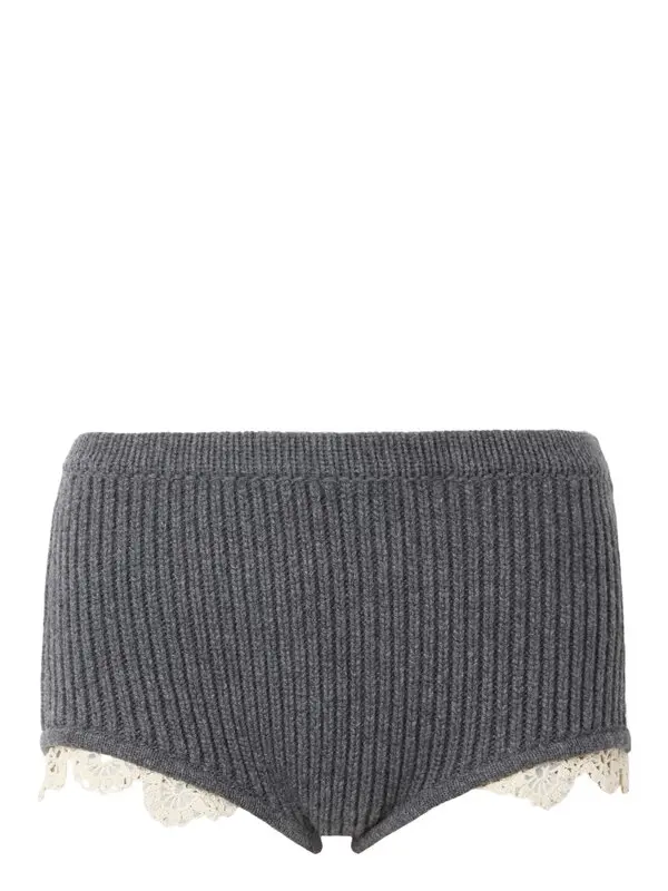 Magda Butrym Crocheted Knit Cashmere Shorts - Grey