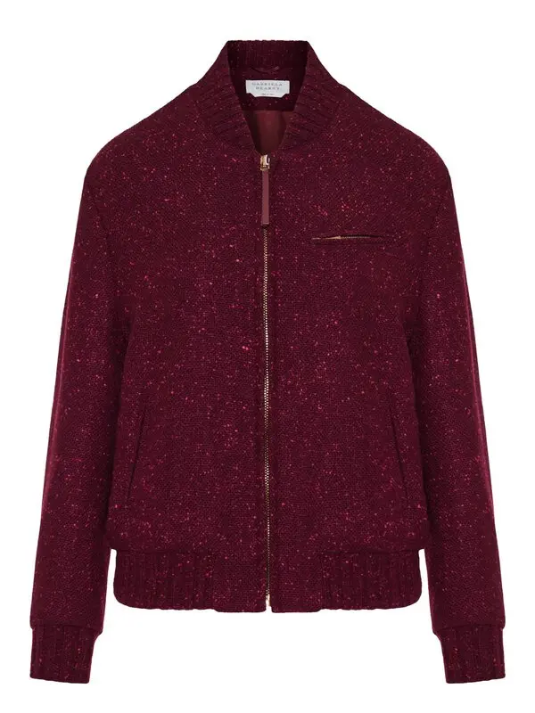 Gabriela Hearst Winslow Zip Bomber Jacket - Bordeaux Red/magenta