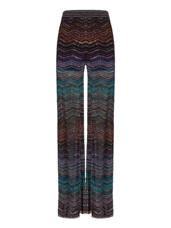 Missoni Zig-zag Pattern Lamé Viscose Trousers - Greenish-brown