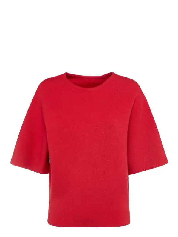 Khaite Warren Short Sleeve Compact Wool Top - Red