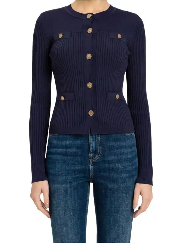 TWINSET Ribbed-knit Button-up Cardigan - Black