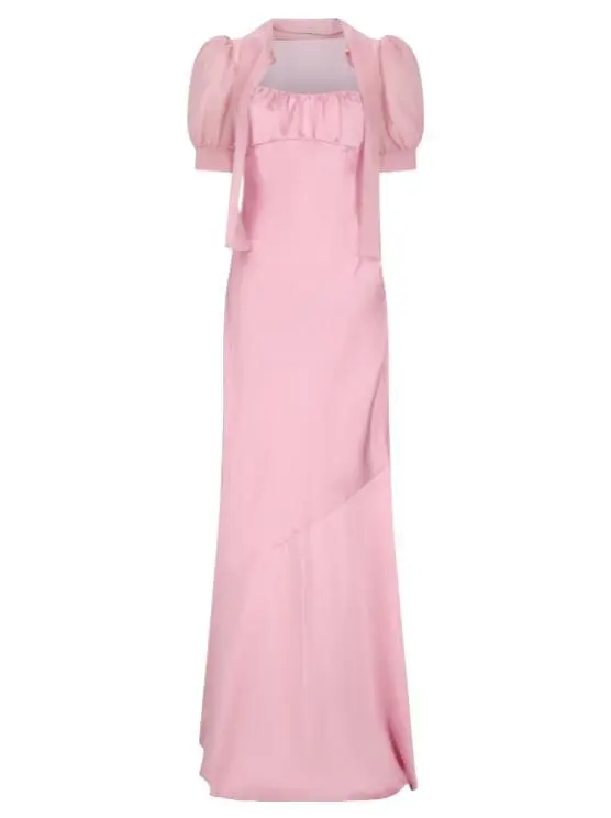 Alessandra Rich Self-tie Collar Midi Dress - Pink