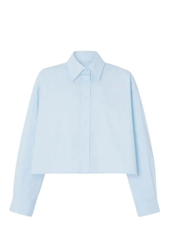THE FRANKIE SHOP Arlen Boxy Cropped Shirt - Light Blue