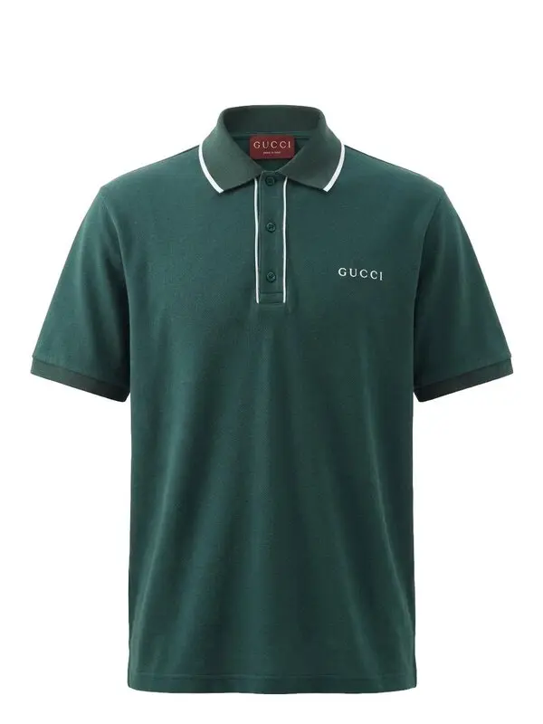 Gucci Embroidery Piquet Polo Shirt - Dark Green