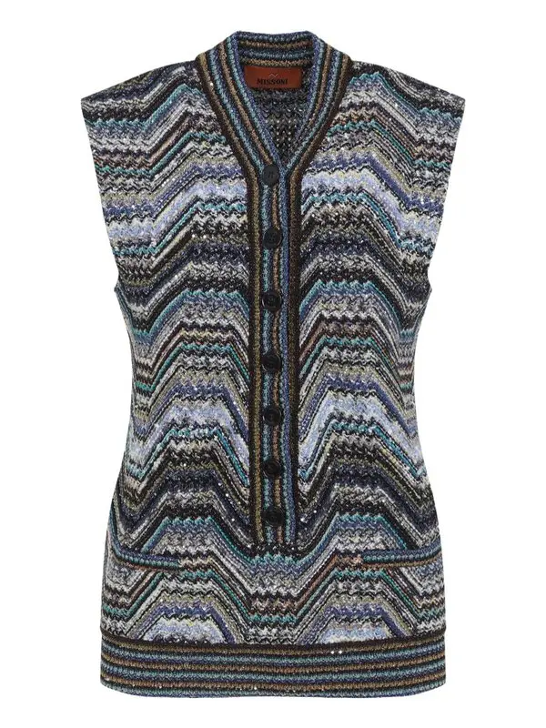 Missoni Zigzag Buttoned Knitted Jacket - Black
