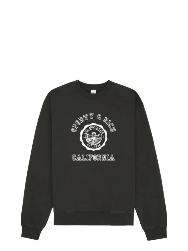 SPORTY  RICH Sporty & Rich Crew Neck Long Sleeve Sweatshirt - Black