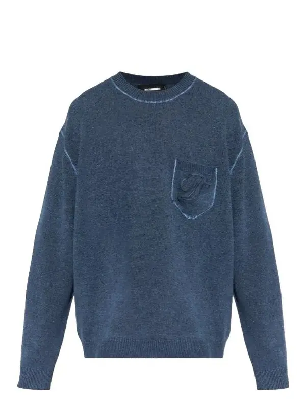 Dsquared2 Embroidered Pocket Knitted Sweater - Blue