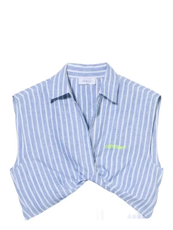 Off-White Striped Cropped Shirt - Light Blue-white