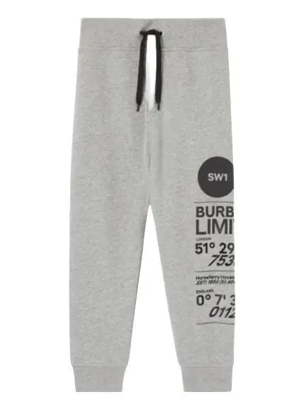 Burberry Printed Cotton Sweatpants With Drawstring Waist - Gray
