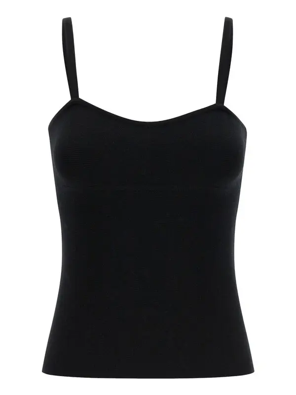 Max Mara Sweetheart Neckline Knit Top - Black