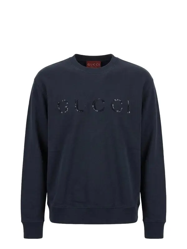 Gucci Cotton Jersey Sweatshirt With Embroidery - Navy Blue