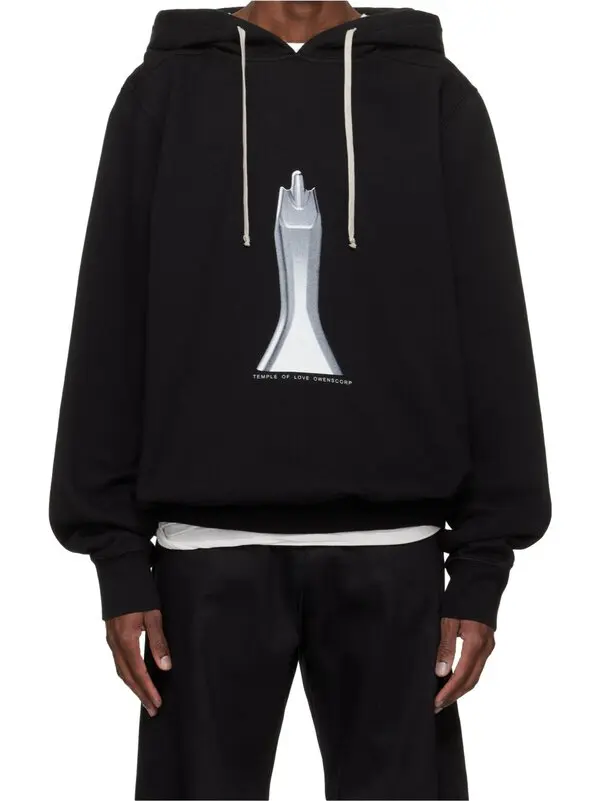 Rick Owens Oversized Printed Hoodie - Black/off-white