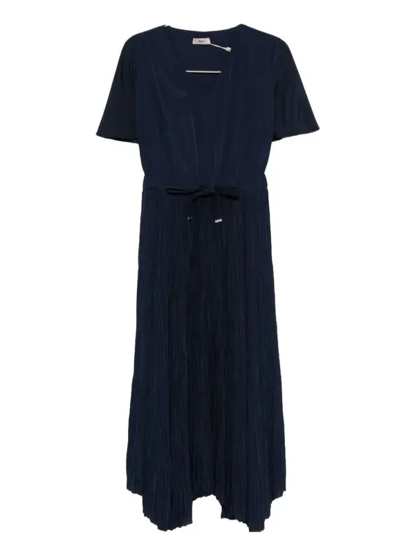 Herno Short-sleeved V-neck Pleated Dress - Black
