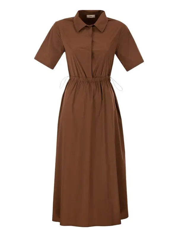 Herno Short-sleeve Drawstring Shirt Dress - Brown