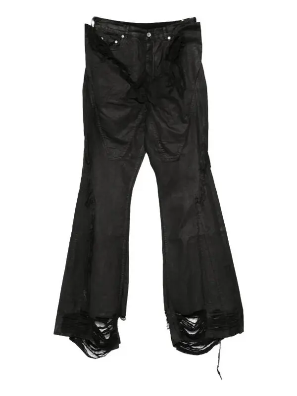 Rick Owens Frayed Flared Jeans - Black