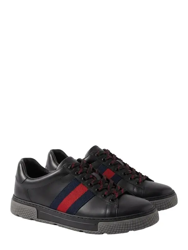 Gucci Web Detailed Ace Low-top Trainers - Black