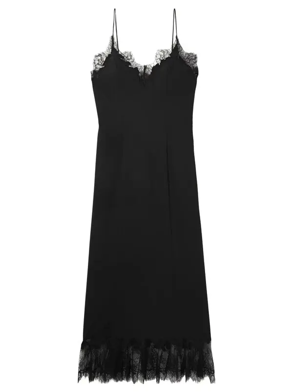 Staud Nadia Lace-trimmed Midi Dress - Black