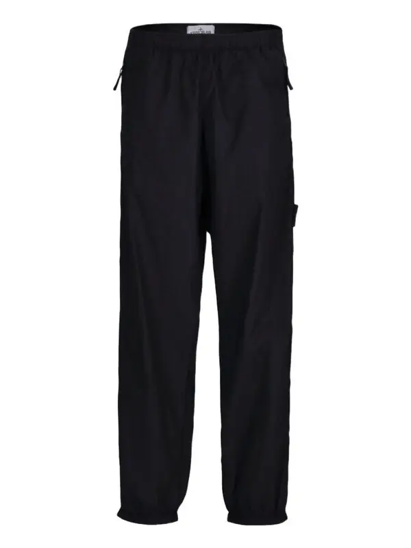 Stone Island Logo Patch Loose-fit Trousers - Black