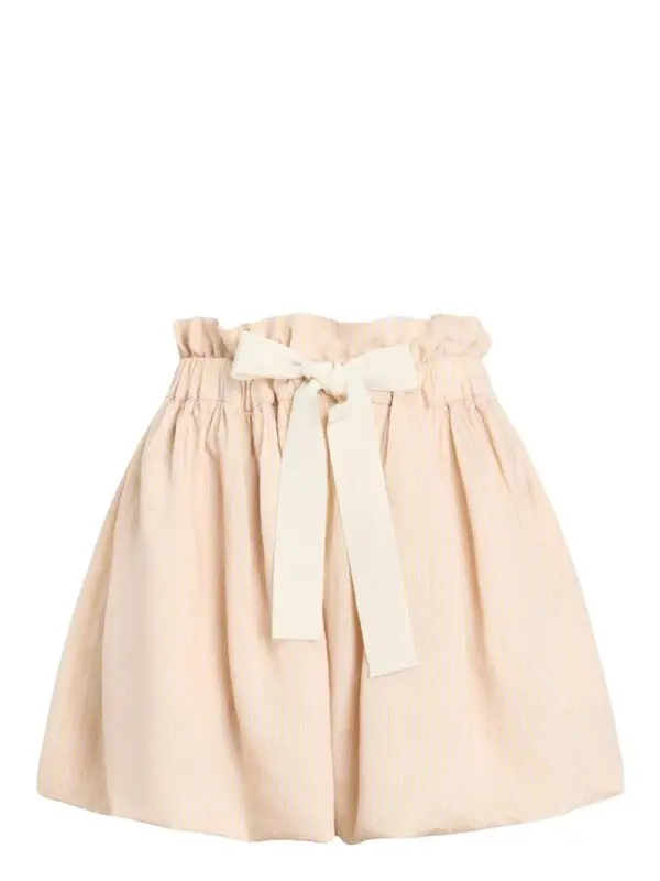 PATOU Ruffled Mini Skirt With Bow Detail - Apricot Beige