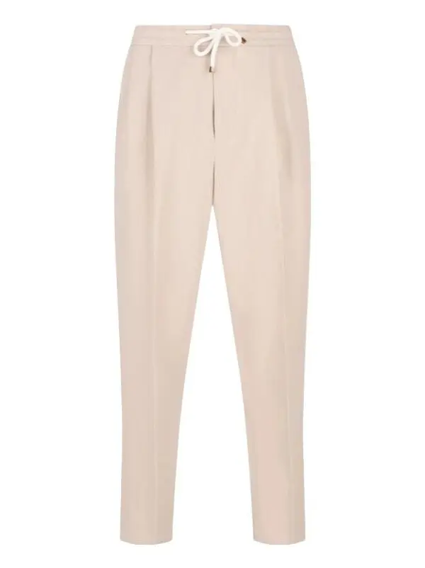 Brunello Cucinelli Drawstring Tapered Leg Trousers - Beige
