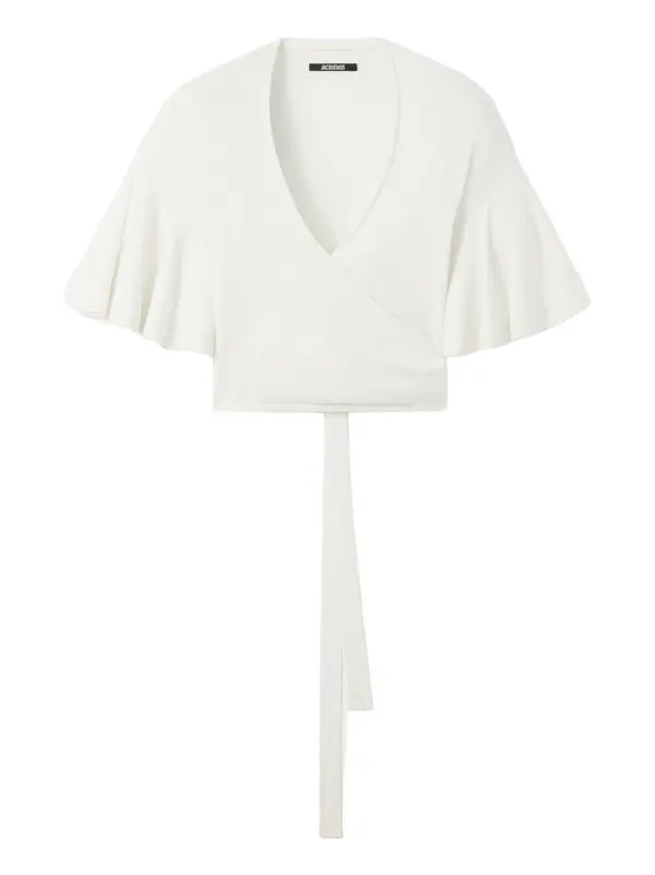 Jacquemus V-neck Flared Sleeve Top With Back Tie - Off White