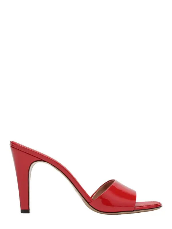 FERRAGAMO Round-toe High-heeled Sandals With Gold-tone Accents - Red