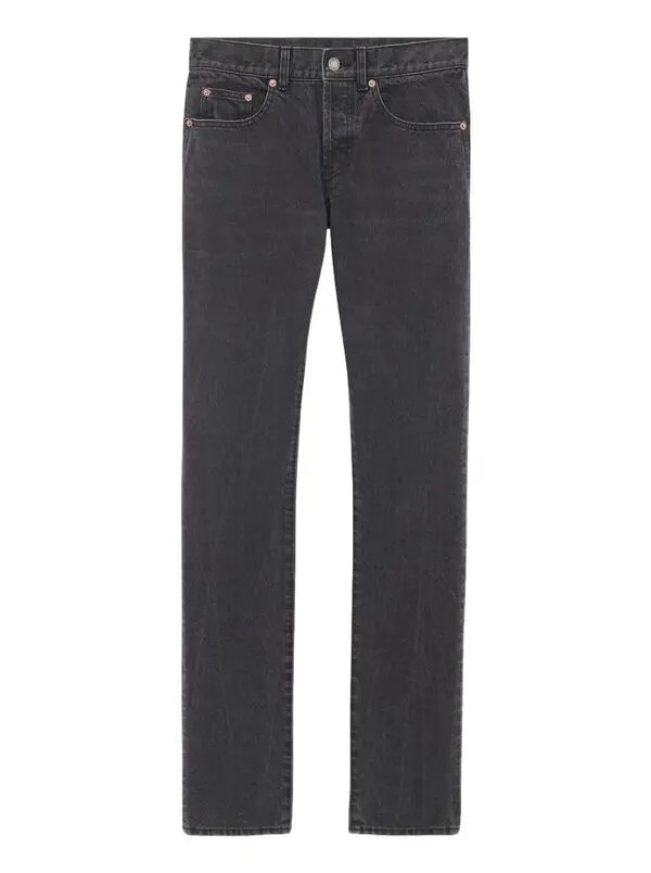 Saint Laurent Button Detailed Slim Fit Jeans - Black