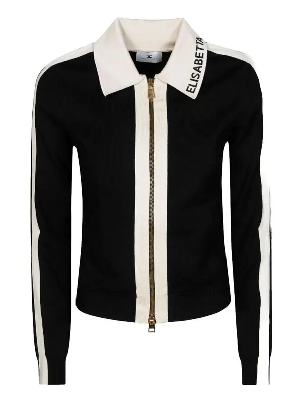 Elisabetta Franchi Logo Trim Zip-up Cardigan - Black