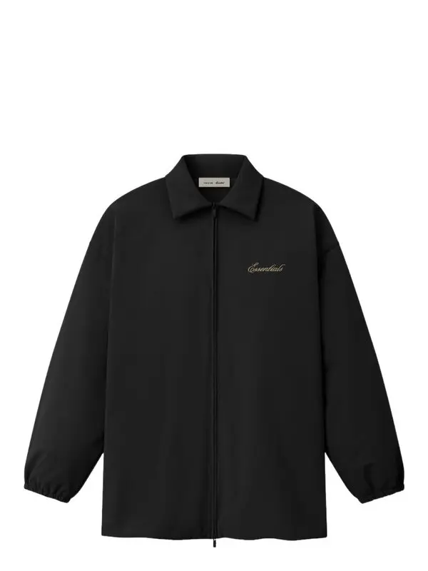 Fear Of God Zip-up Logo Embroidered Coat - Vintage Black