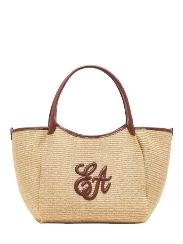 Emporio Armani Woven Tote Bag - Beige/reddish Brown