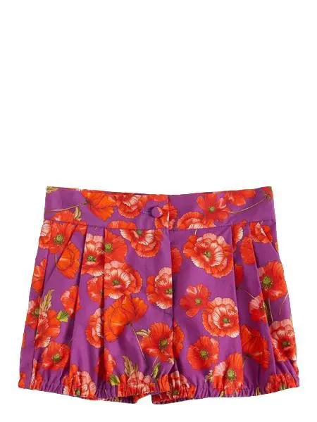Dolce & Gabbana Poppy Print Cotton Poplin Shorts - Red