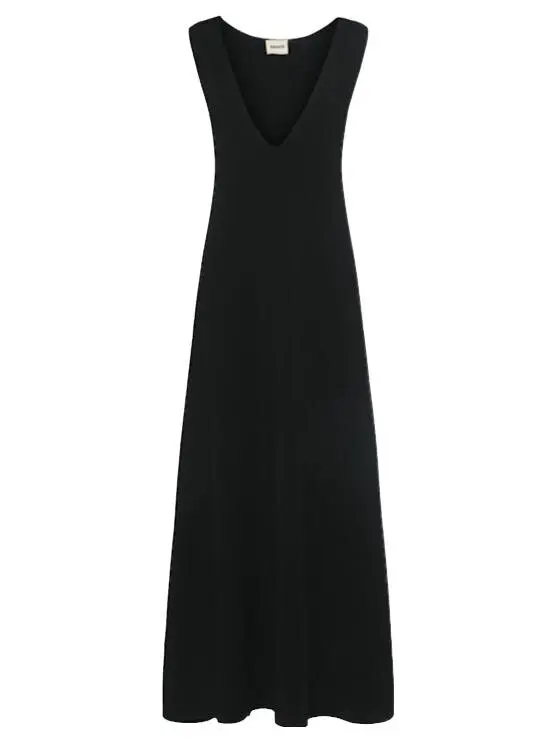 Khaite Keran Smooth Viscose Blend Long Dress - Black