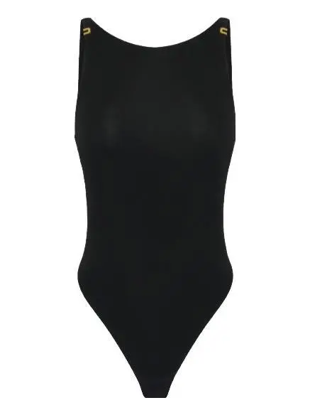 Elisabetta Franchi Sleeveless Bodysuit With Logo Details - Black