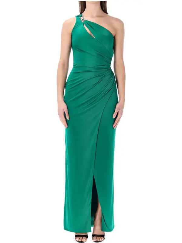 Versace One Shoulder Draped Gown - Green