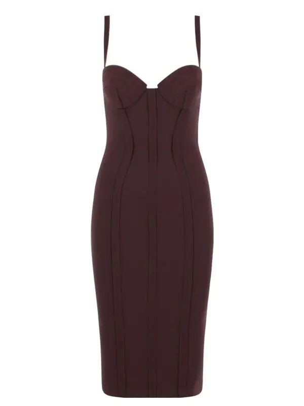Elisabetta Franchi Corset Midi Dress With Straps - Black
