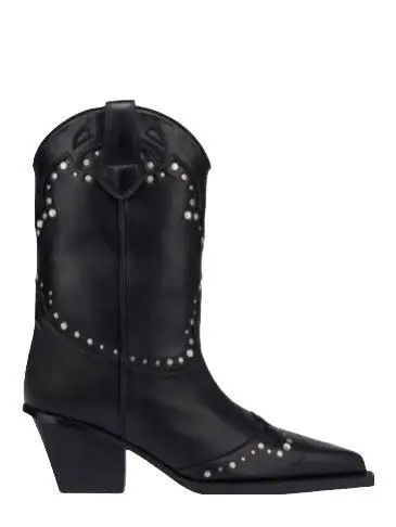 Paris Texas Pointed Toe Ankle Boots With Chunky Heel - Black