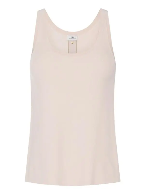 Elisabetta Franchi Sleeveless Tank Top With Button Detail - Burro/cammello