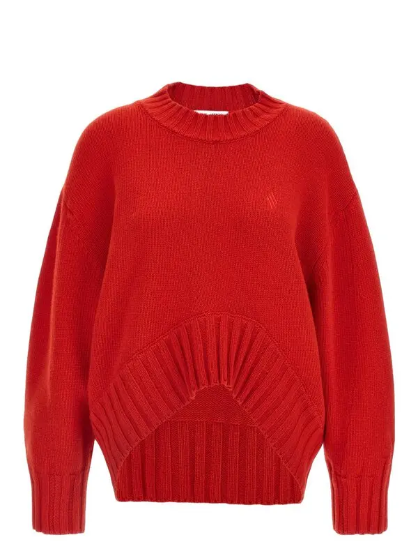 Attico Asymmetrical Hem Fine Knit Sweater - Red