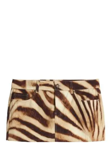 7 For All Mankind Zebra Print Short Skirt - Nude