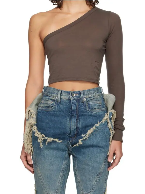 Rick Owens Asymmetrical One-shoulder T-shirt - Dark Gray