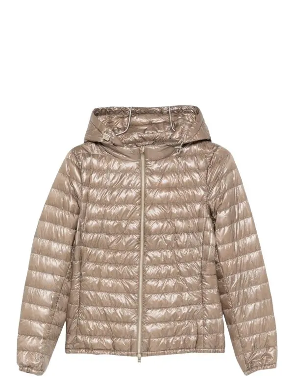 Herno Hooded Zip-up Quilted Cotton Coat - Nude