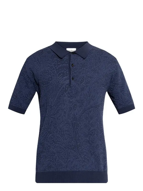 Etro Textured Knit Polo Shirt - Blue