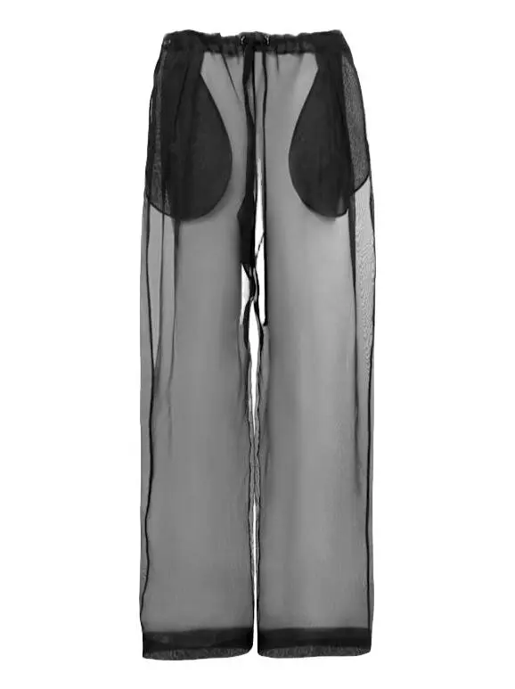 Khaite Trenton Stretch Silk Organza Pants - Gray