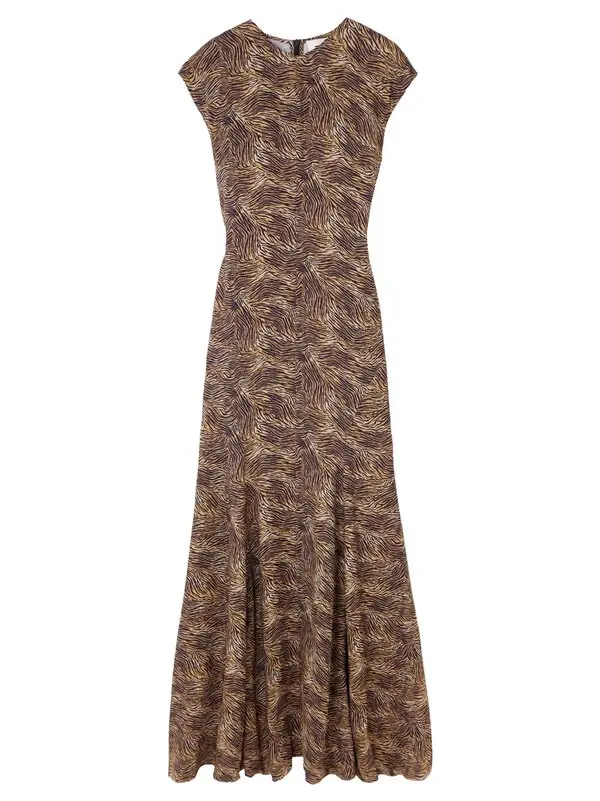 Tove Vanja Zebra Print Maxi Dress - Brown