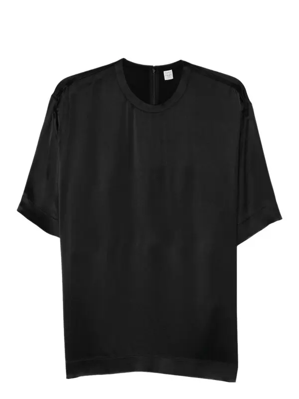 TOTEME Short-sleeved Satin T-shirt - Black