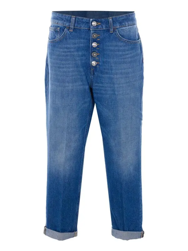 DONDUP Waistband Loops Logo Patch Jeans - Blue