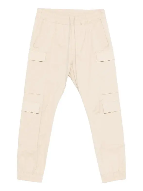 Rick Owens Cargo Trousers With Drawstring Waist And Elasticated Hem - White