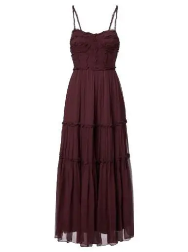 Ulla Johnson Sleeveless Strapless Dress With Ruffles And Pleated Skirt - Brown