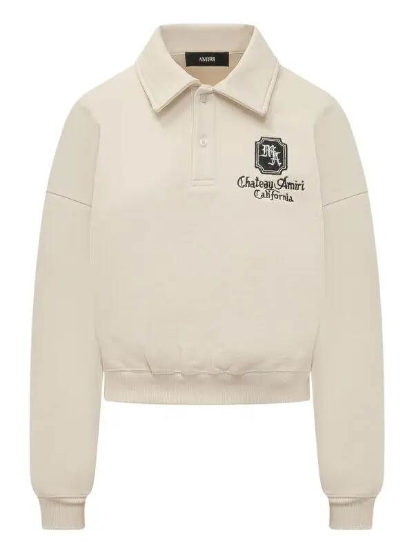 Amiri Ma Chateau Embroidered Polo Top - Off White